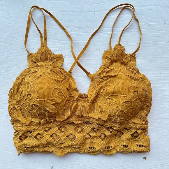Anemone | Intimates & Sleepwear | Bralette Longline Mustard Lace ...